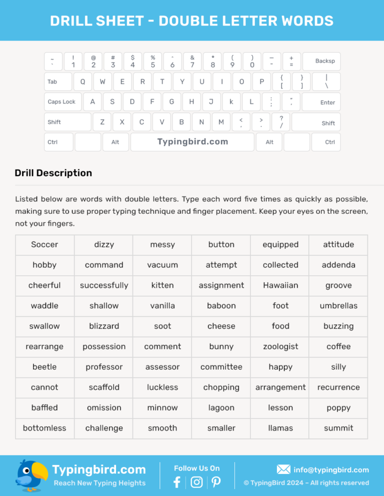 Typing Drill Sheets
