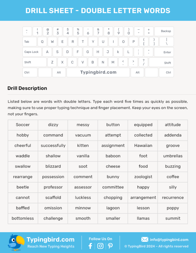 Typing Drill Sheets