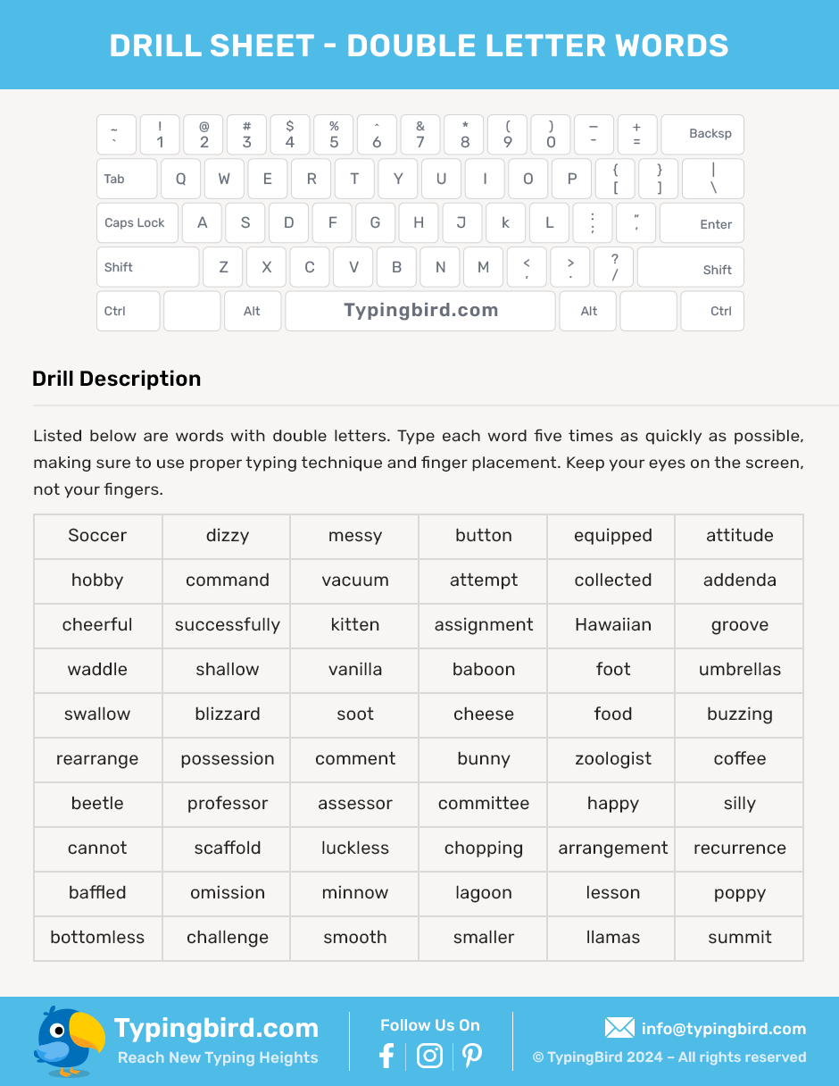Typing Drill Sheets