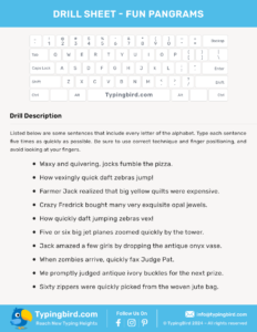 Typing Drill Sheets