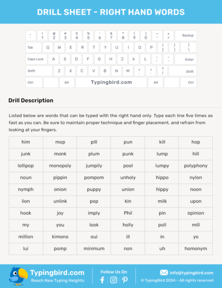 Typing Drill Sheets